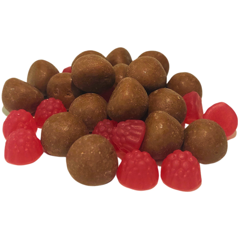 Milk Chocolate coated Raspberry lollies 200g - Poppys Chocolate