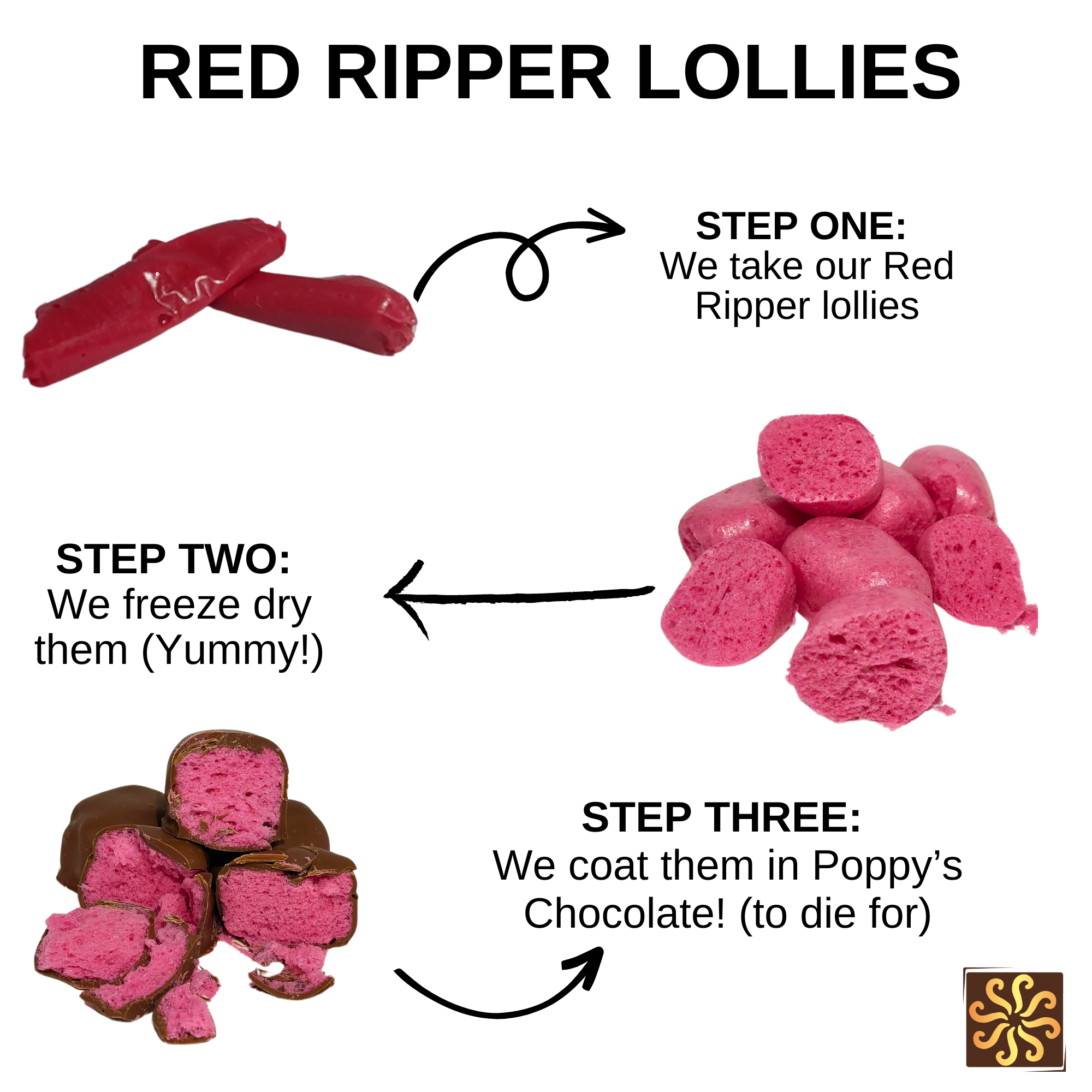 Frochies chocolate coated Freeze Dried Red Ripper Lollies Candy ...
